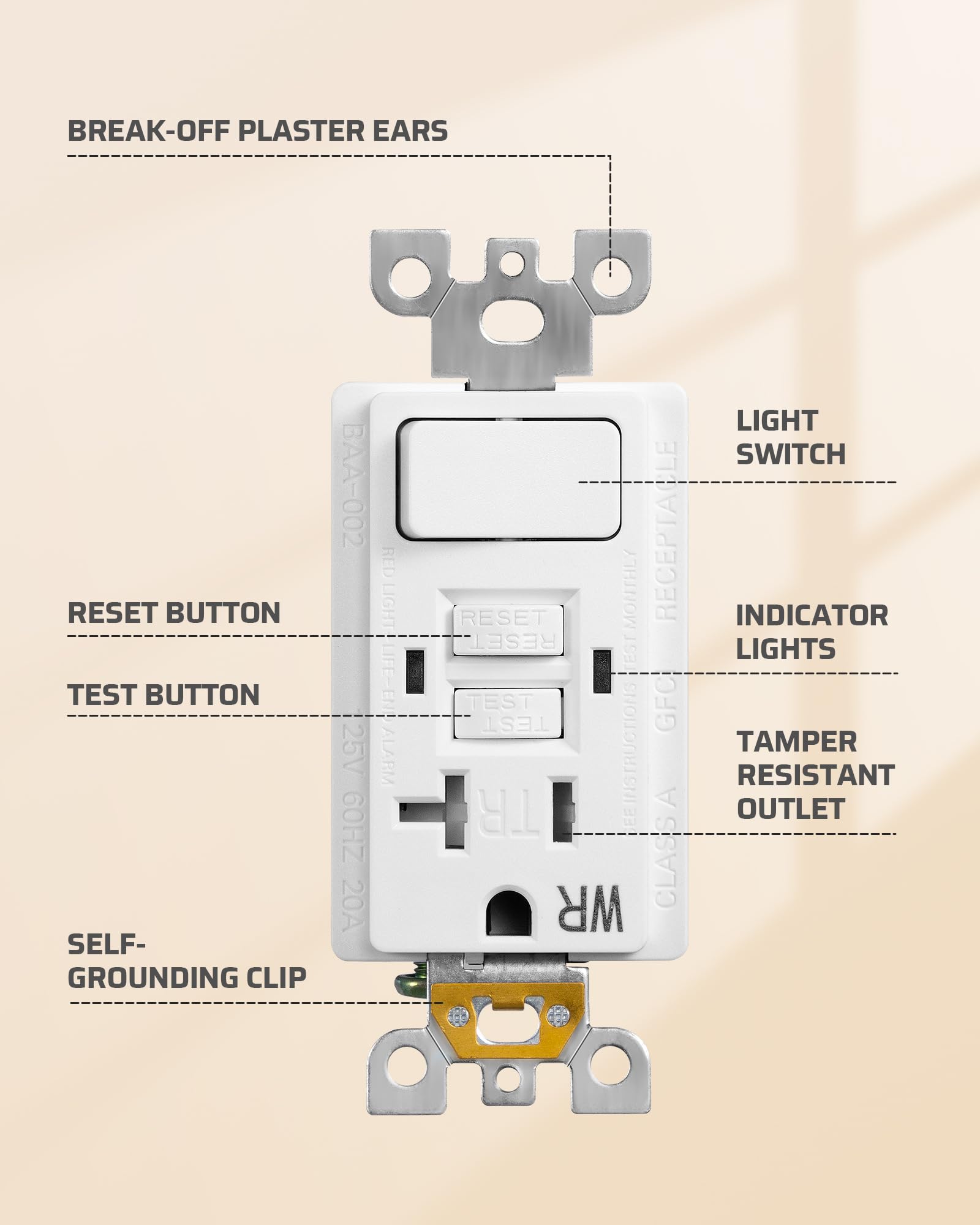 Snapklik.com : DEWENWILS 20A GFCI Switch Outlet Combo, Tamper-Resistant ...