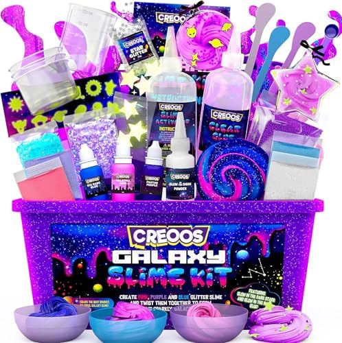 Creoos Galaxy Slime Kit Glow in the Dark Slime Making Kits 31 ...