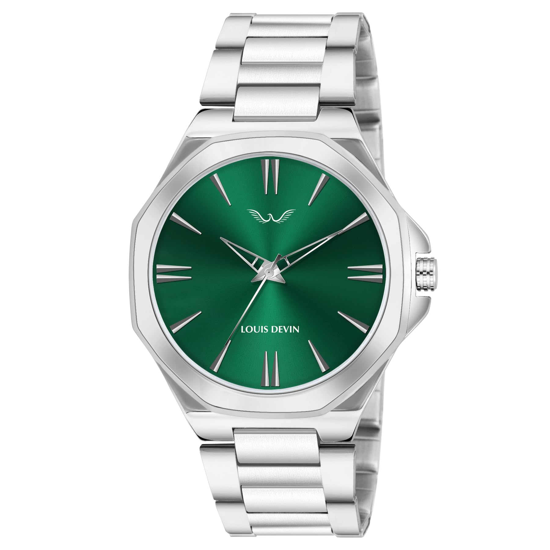Buy LOUIS DEVIN Stainless Steel Chain Analog Wrist Watch for Men (Green ...