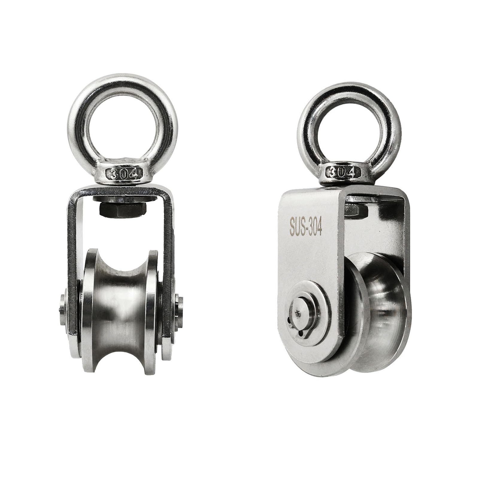 heyous 2pcs M8 U Type Single Wheel Pulley Block with Dual Mute Bearings ...