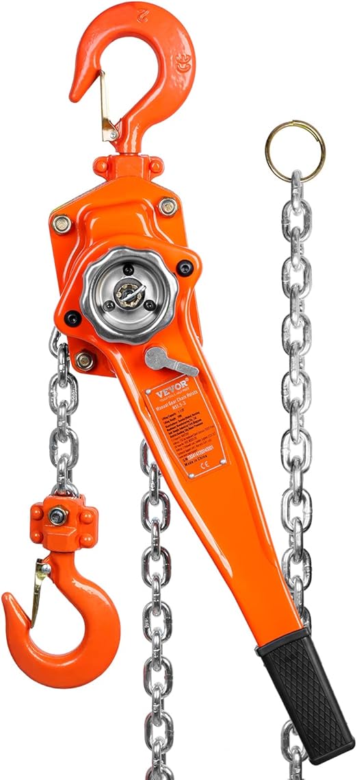 Amazon.com: VEVOR Manual Lever Chain Hoist, 1-1/2 Ton 3300 lbs Capacity ...