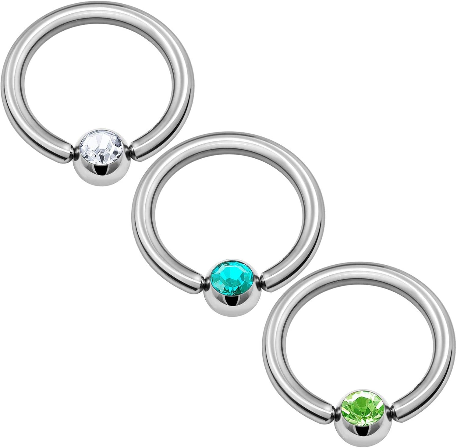 Amazon.com: 3PCS Stainless Steel Captive Bead Ring 14g 3/8 10mm 4mm ...