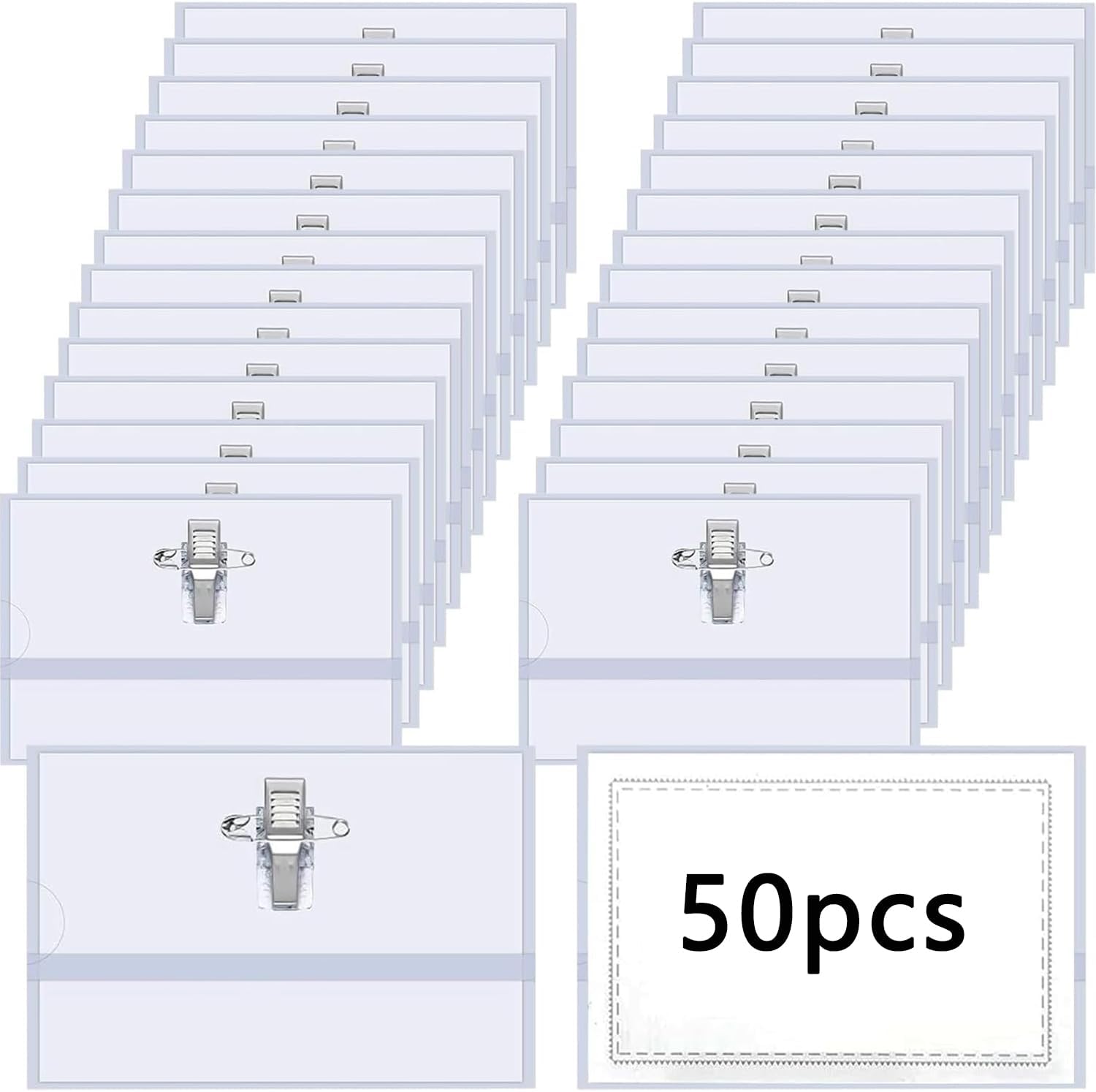 Yharnamite 50 Pcs Name Tag with Clip and Pin, Plastic Name Badge ...