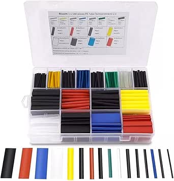 Kit Termofit 6 Colores Termorretráctil 11 Tamaños 580pz Caja : Amazon ...