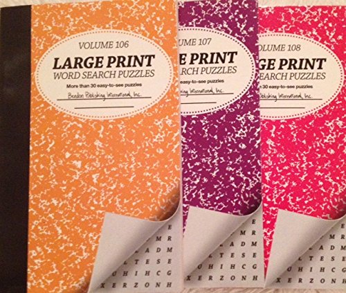 Bendon Large Print Word Search Puzzles Volumes # 106, 107 & 108 ...