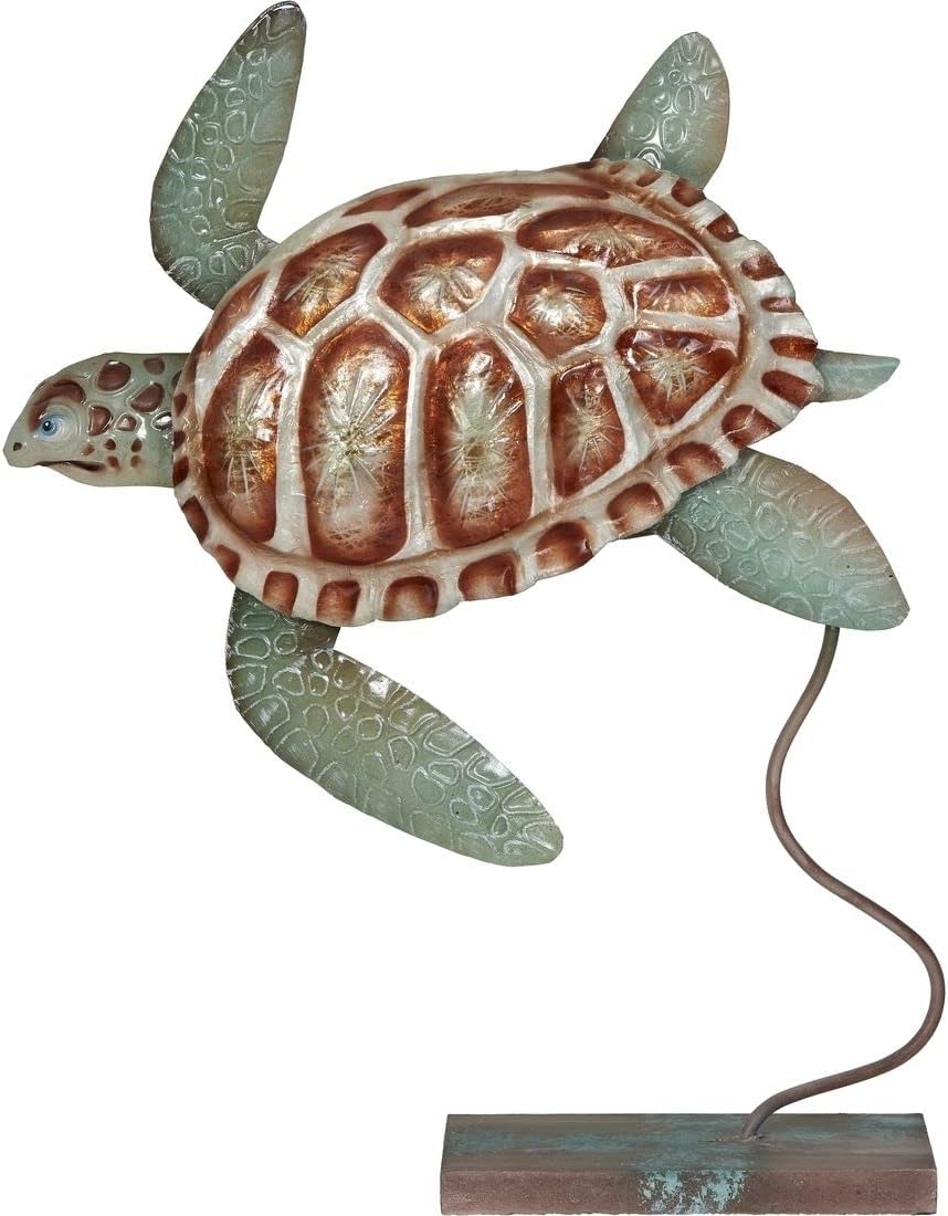 Amazon.com: HS Seashells Metal & Capiz Home Décor Sculpture, Loggerhead ...