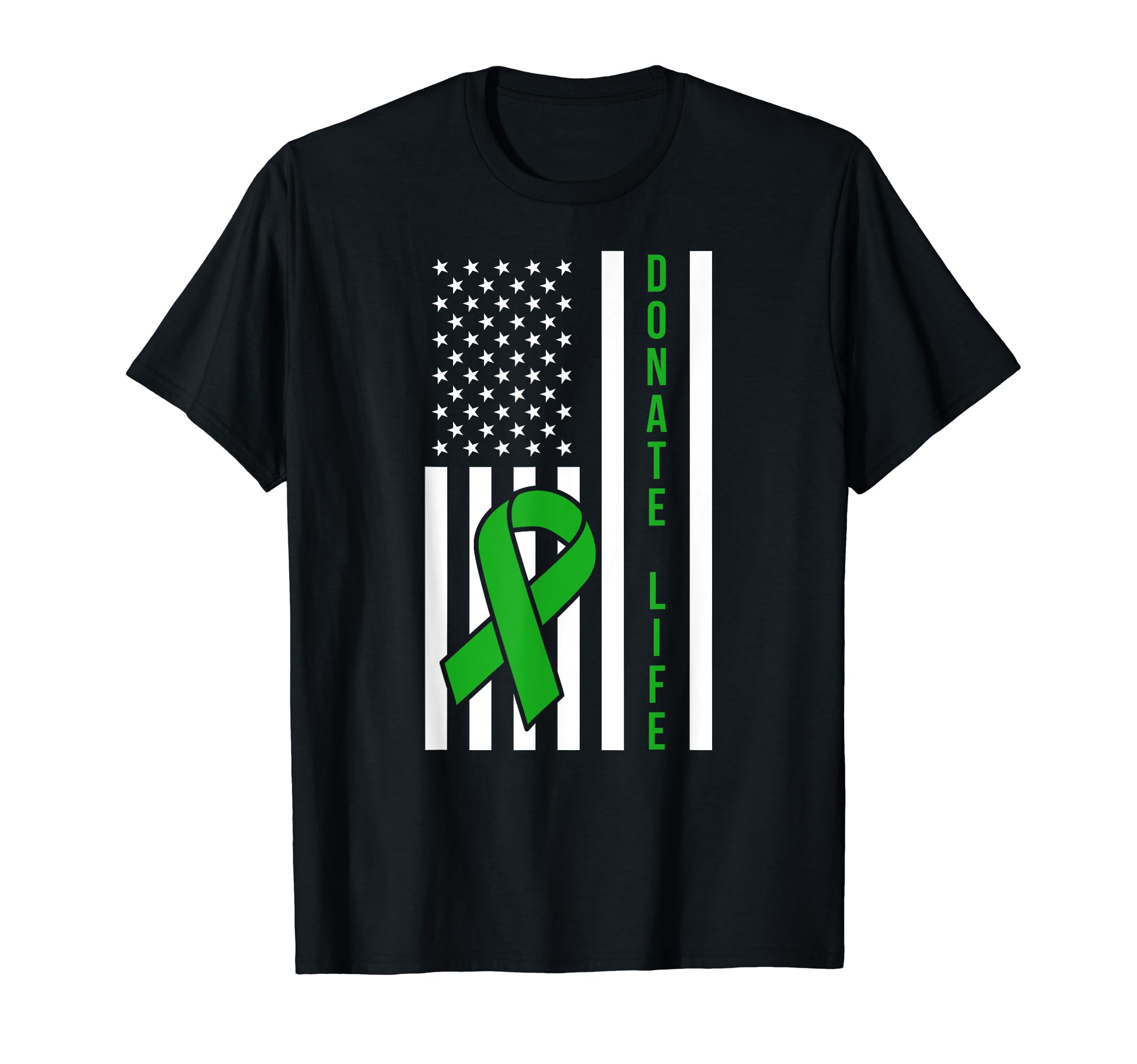 Amazon.com: Donate Life T-Shirt USA Flag Organ Lung Kidney Donor Ribbon ...