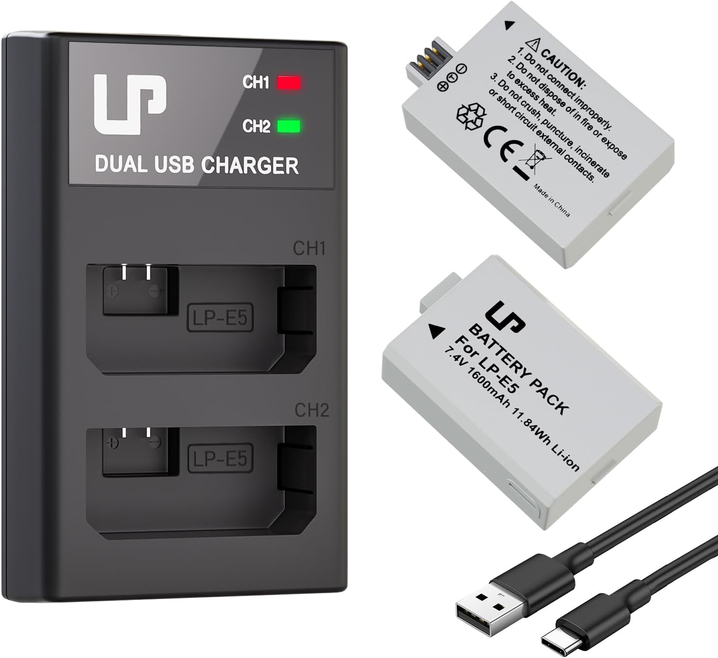 Amazon.com : LP LP-E17 Battery 2-Pack 1450mah USB-C Charging Port ...