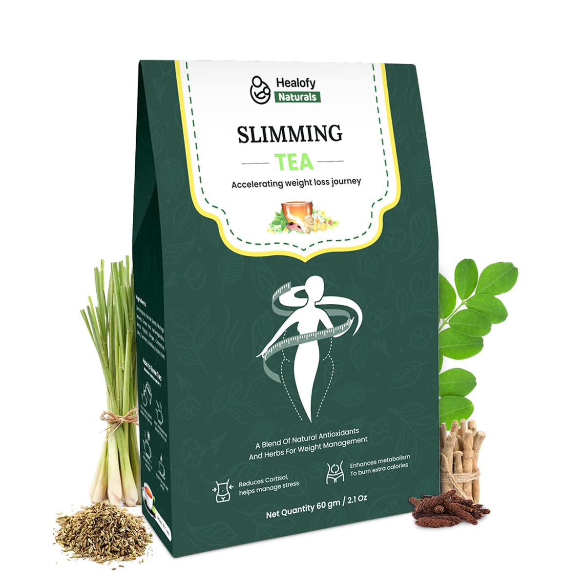 Healofy Natural Slimming Tea for Weight Loss, 60gm | Enriched with ...