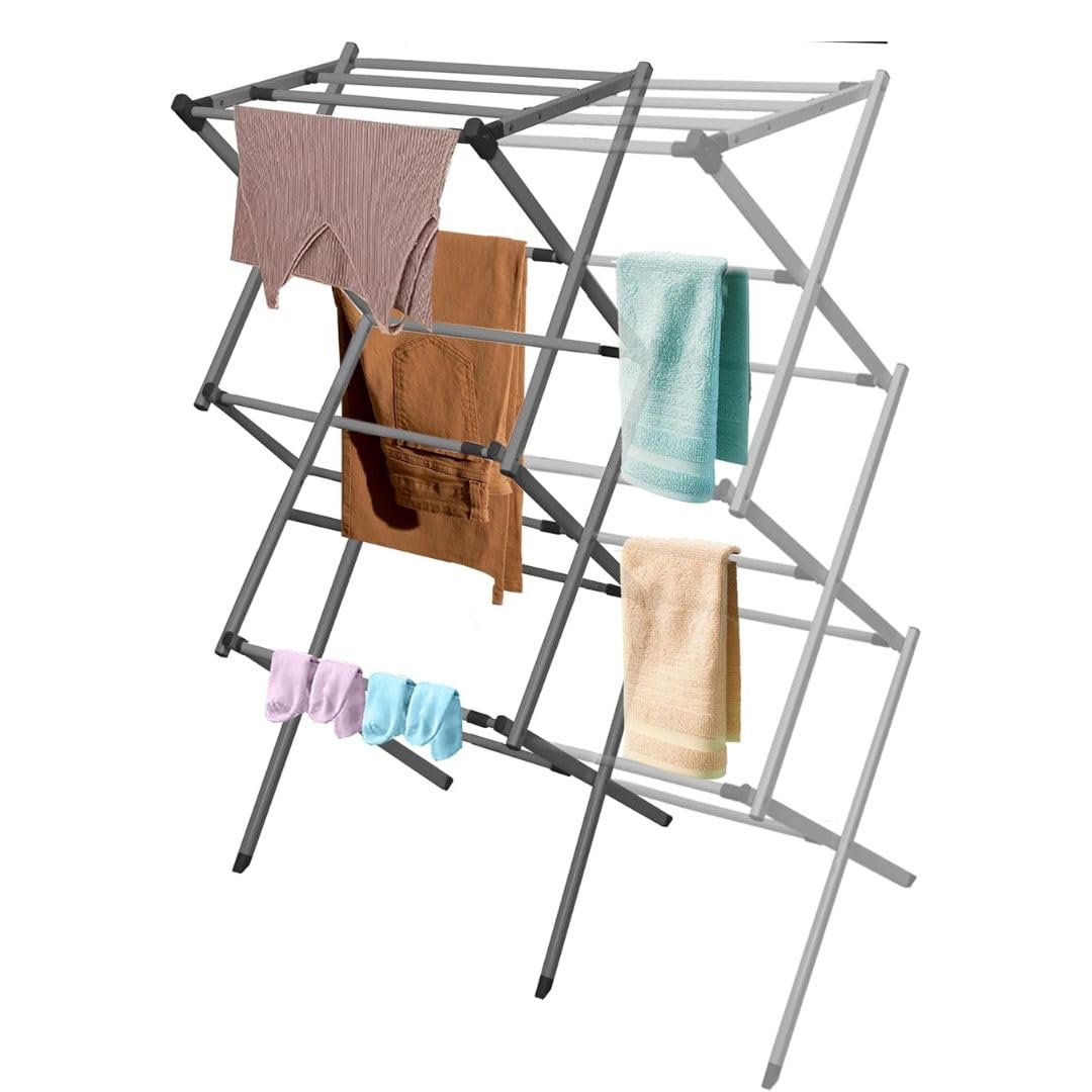 LUXTROUS Expandable Clothes Drying Rack-Foldable 3-Tier Laundry Drying ...