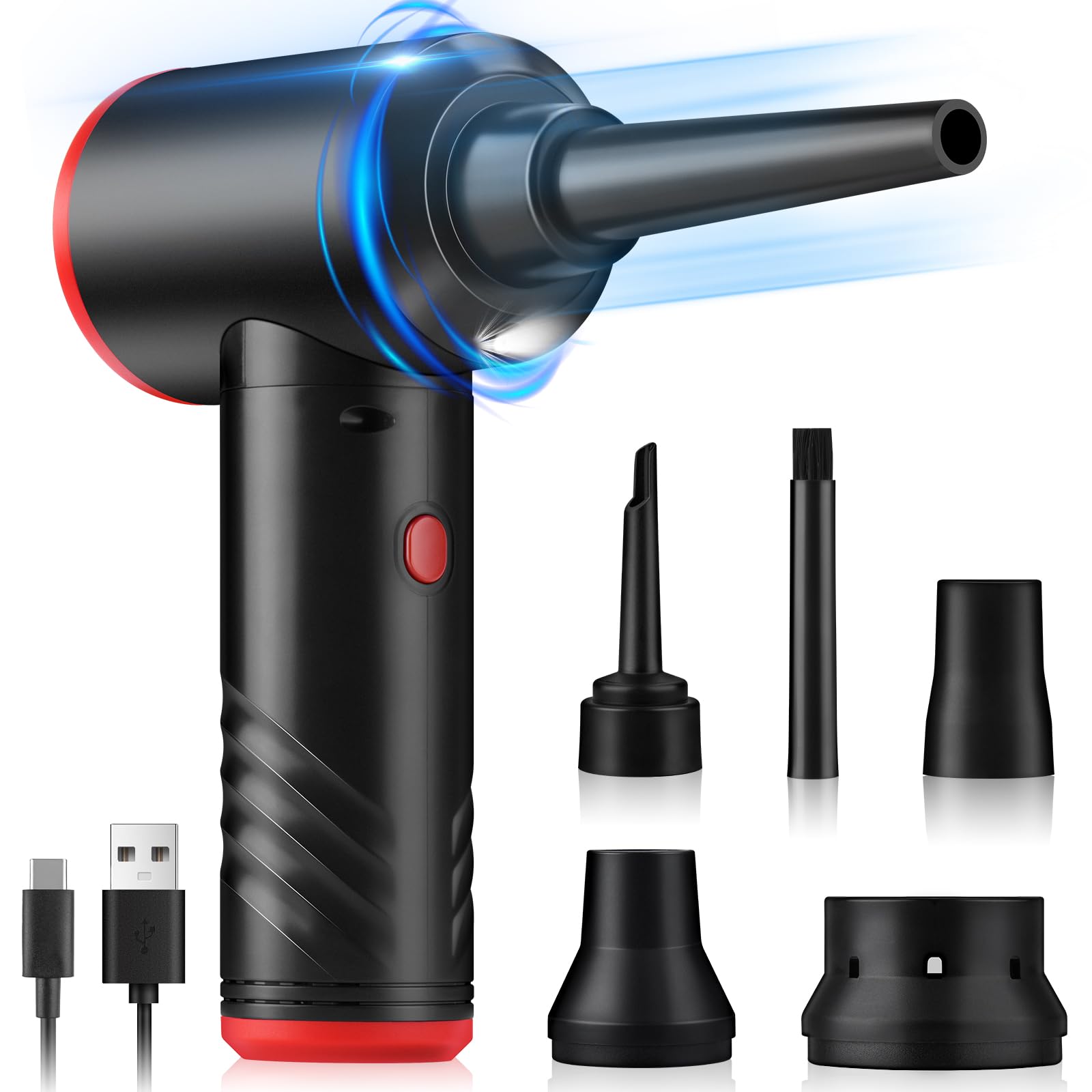 Compressed Air Duster, 100000RPM Powerful Reusable Compressed Air Can ...