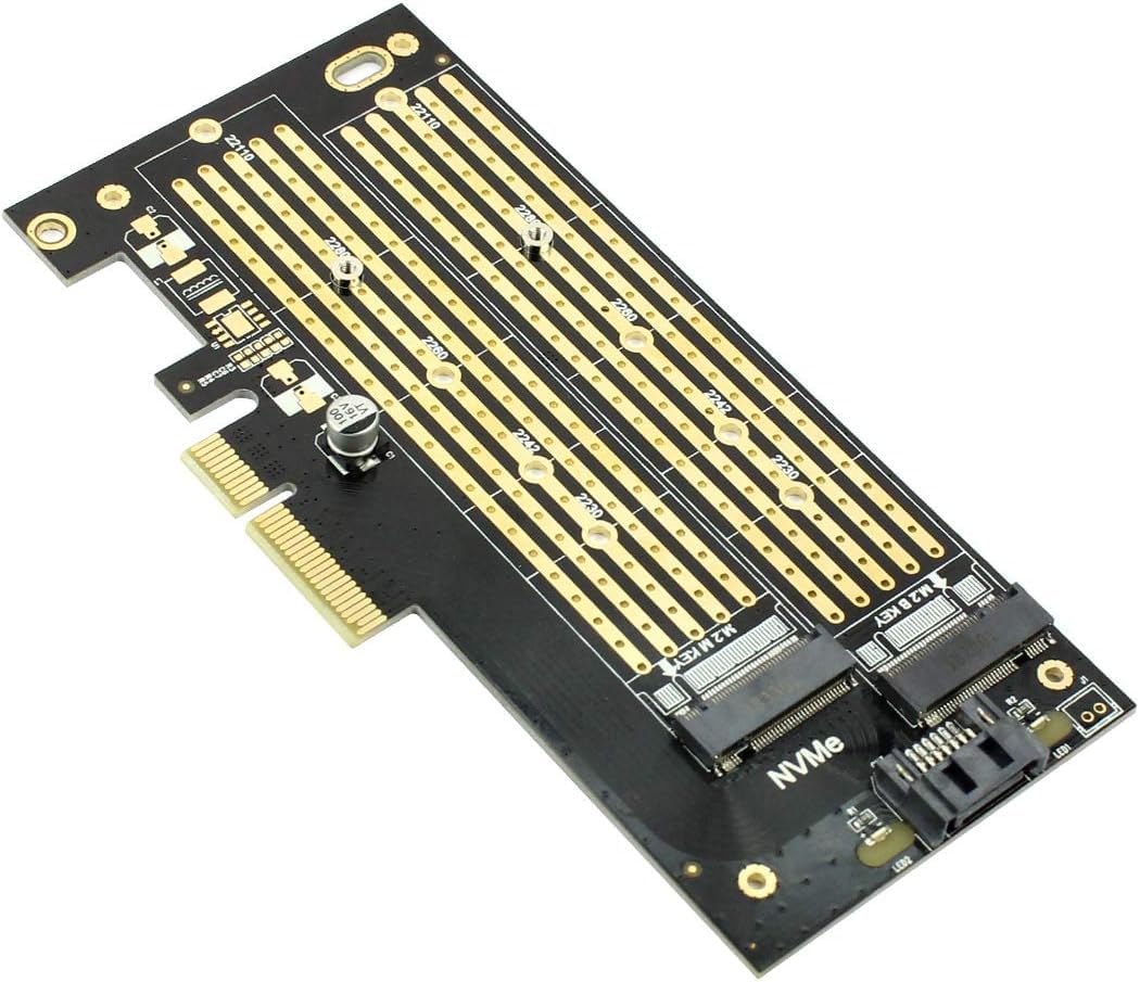 Tobo Dual M.2 PCIE Adapter,M.2 NVME(M-Key) or SATA (B-Key) SSD to PCI ...