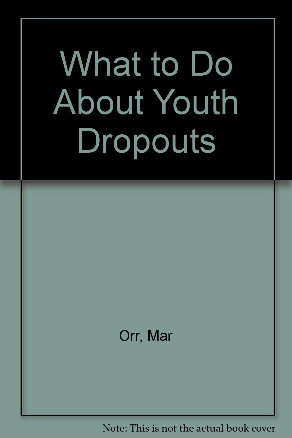 What to Do About Youth Dropouts: Orr, Mar: 9780943567006: Amazon.com: Books