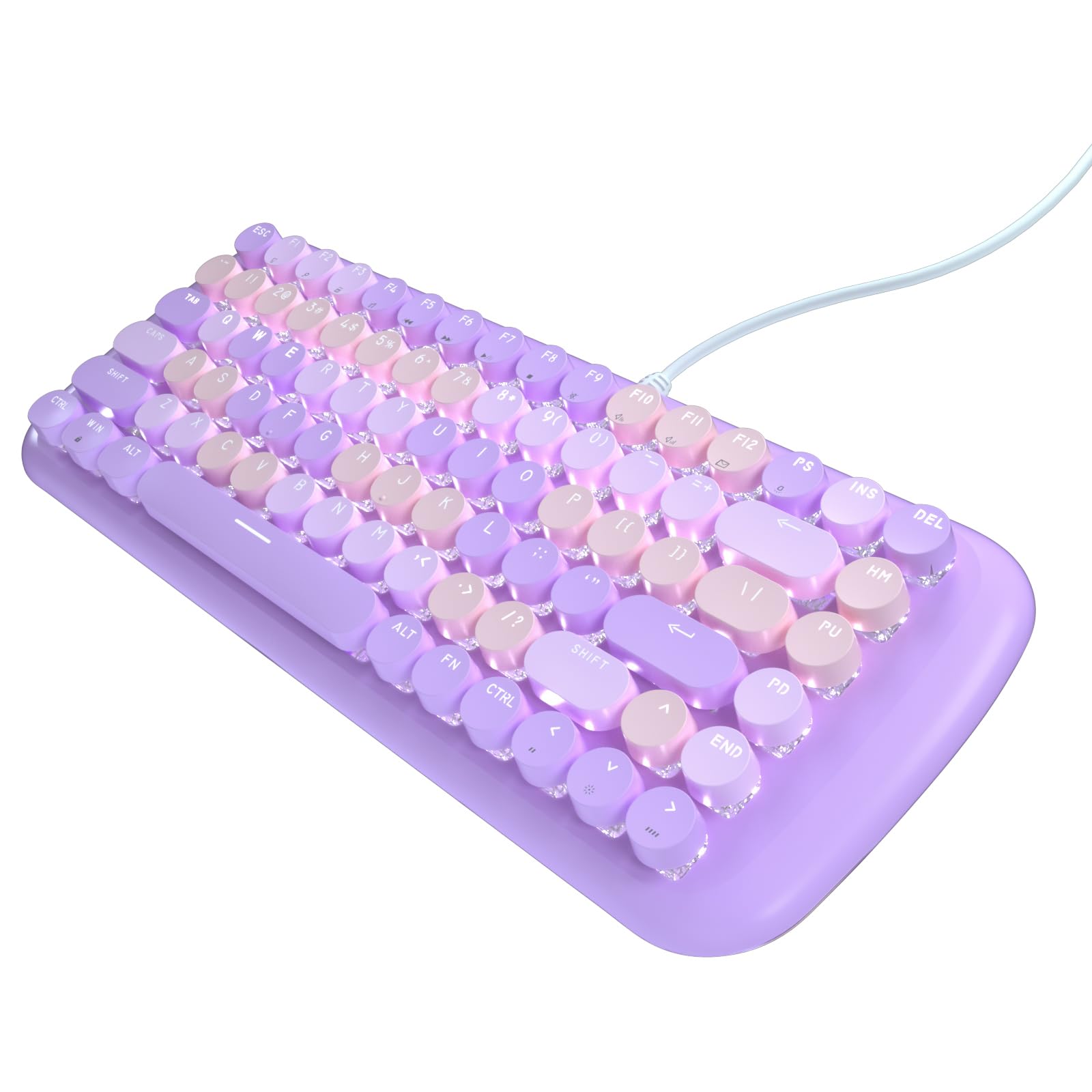 Cute Colorful Wired Mechanical Keyboard for Girls and Kids, Round ...
