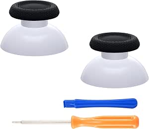 Amazon.com: eXtremeRate Solid White & Black Replacement Thumbsticks for ...
