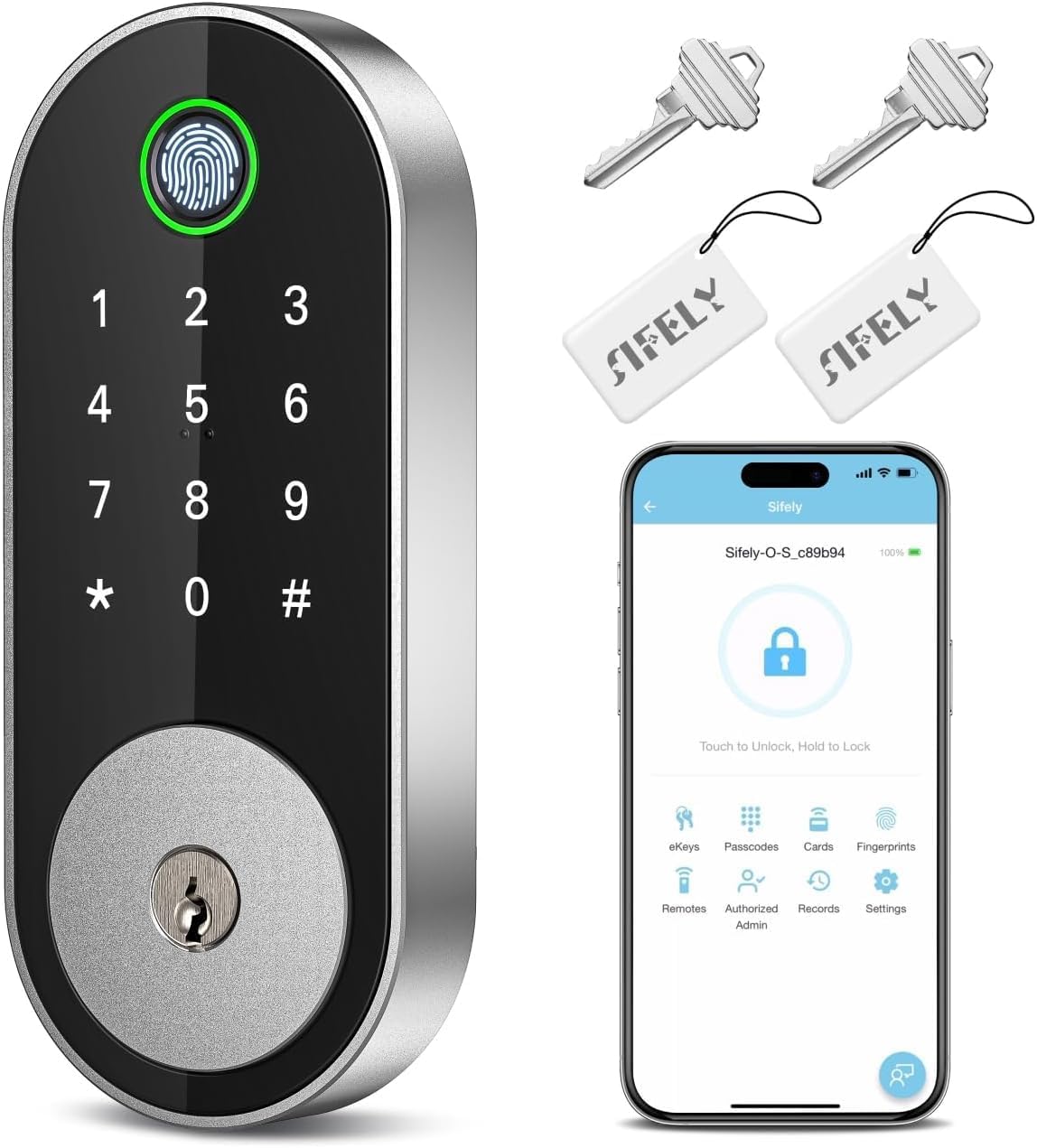 Keyless-Entry Fingerprint Deadbolt Smart Lock: Sifely Smart Lock ...