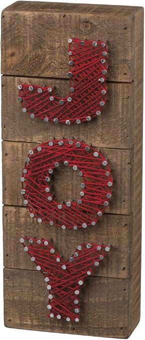 Amazon.com: Primitives by Kathy Christmas String Art Box Sign, Joy ...