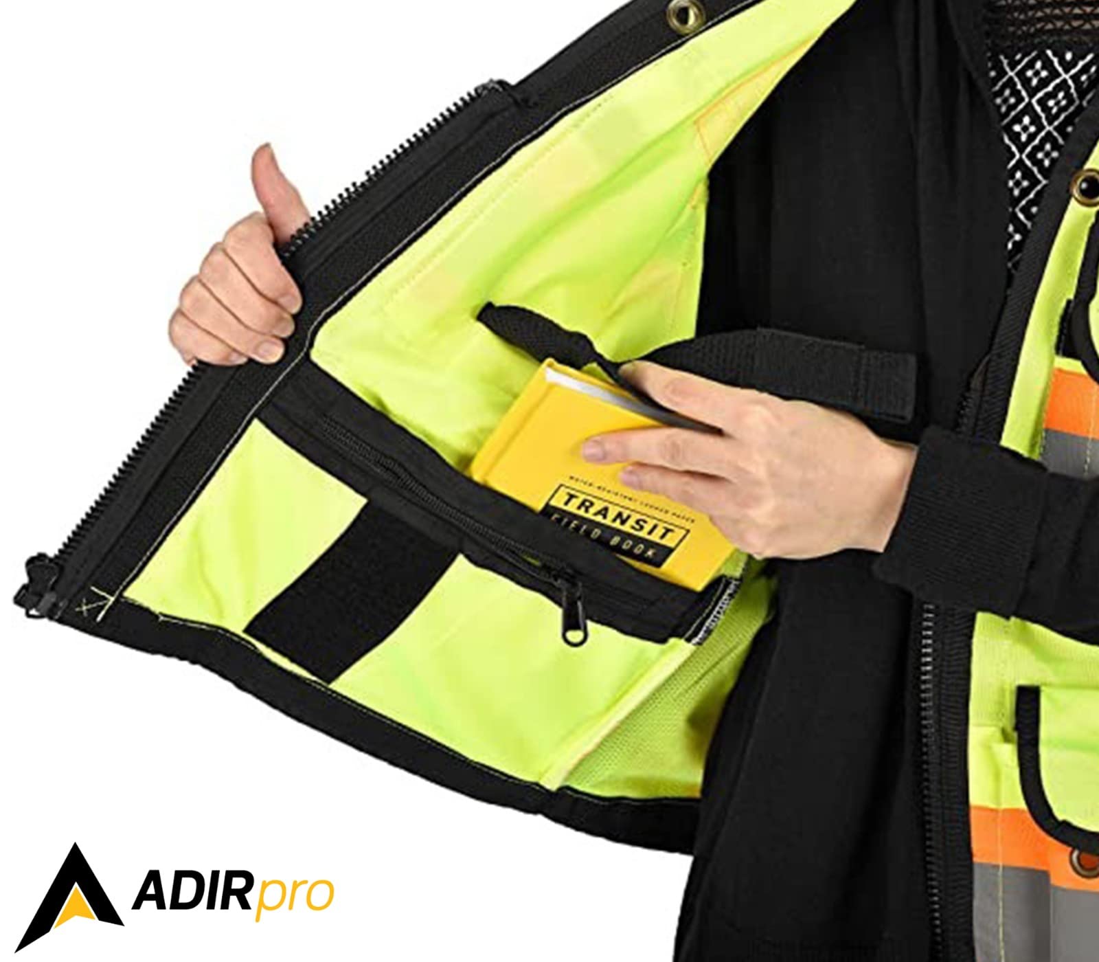 AdirPro Safety Vest - ANSI High Visibility Reflective Vest with Zipper ...
