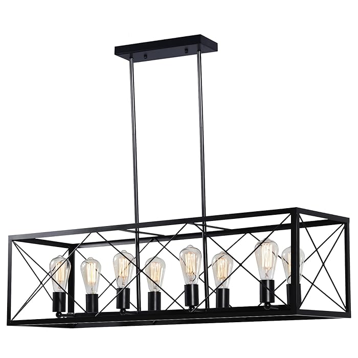 Buy LABOREDUCER Industrial Kitchen Island Light,8-Light Rectangular ...
