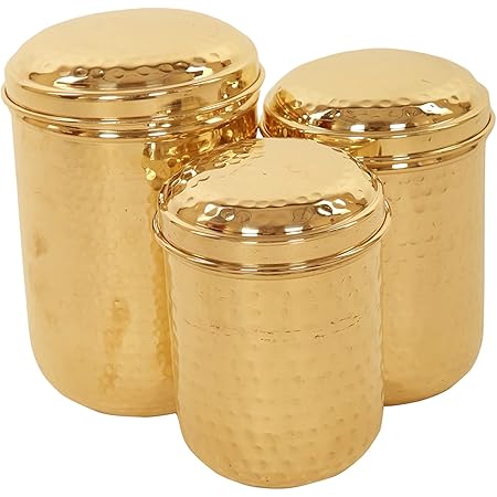 Zishta BRASS STORAGE SET OF 9 CONTAINERS COMBO | Brass Container ...
