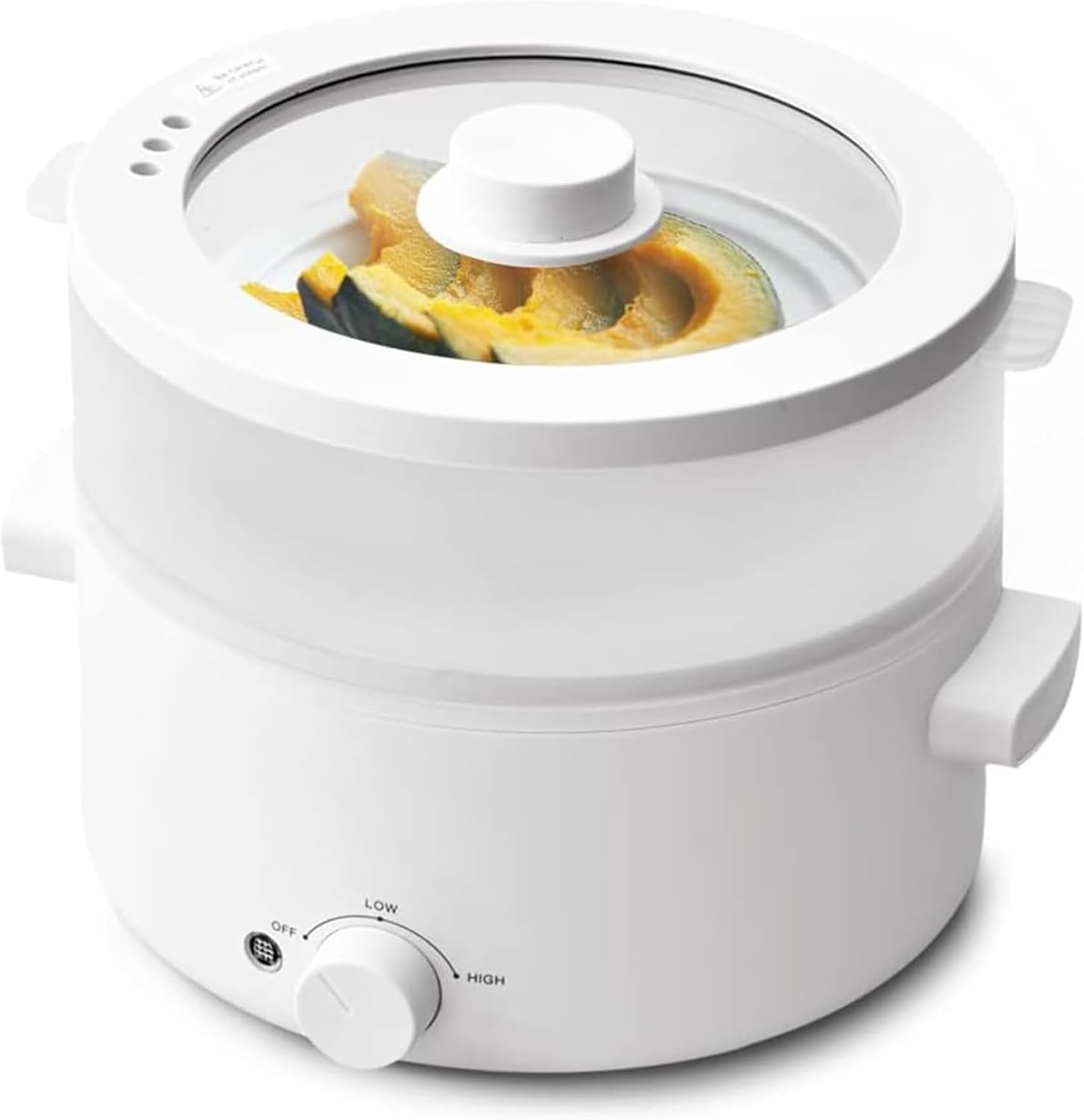 Electric Hot Pot with Steamer, 2L Ceramic Glaze Non Stick Electric Pot ...