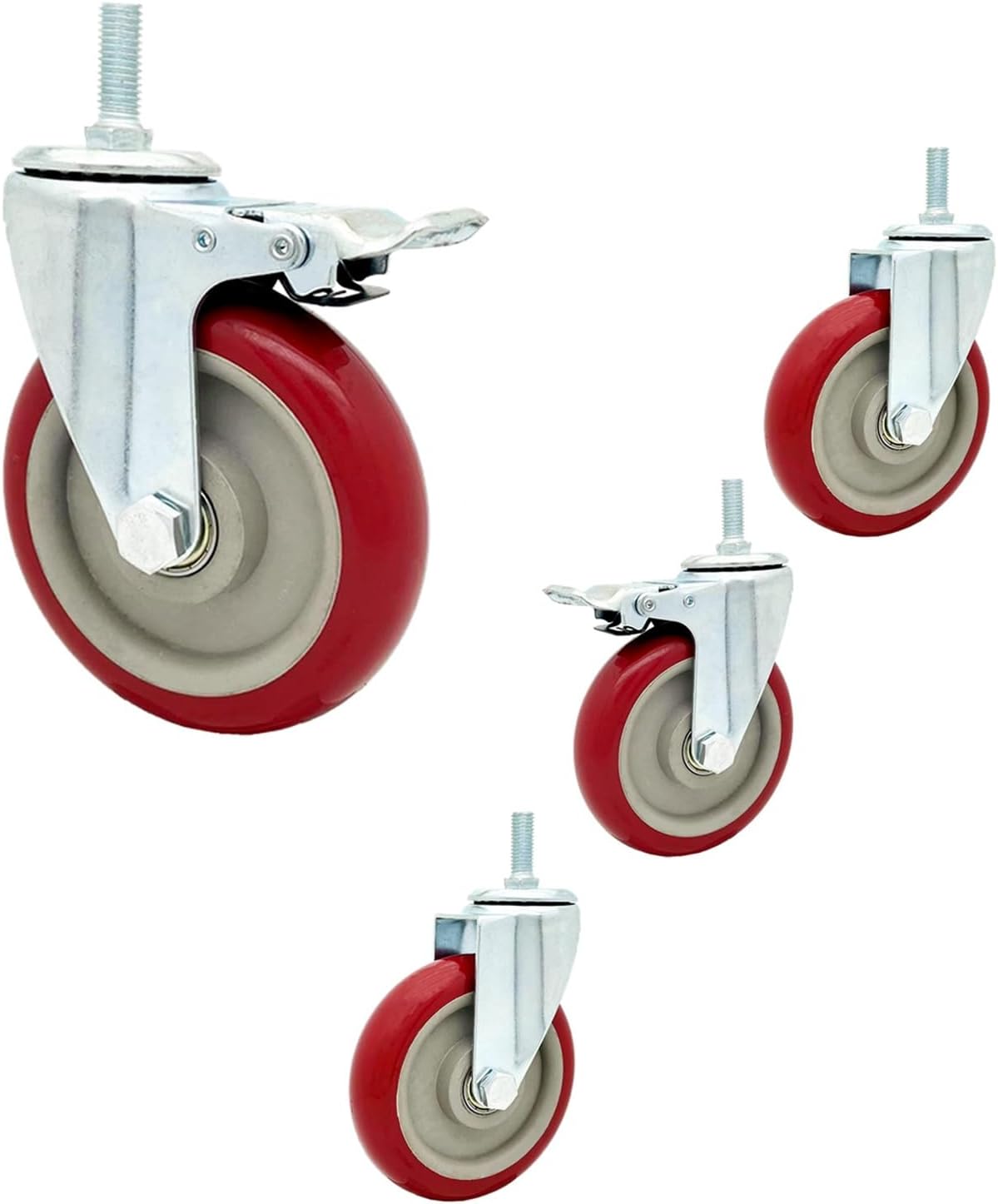 BiSaXieTa 5 Inch Heavy Duty PU Casters for Industrial, M20 Threaded ...