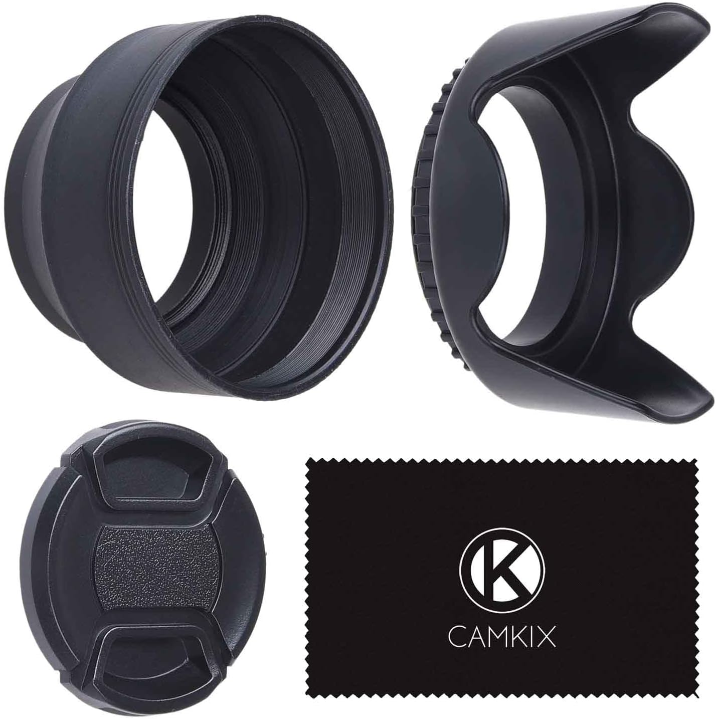 Amazon.com : 67mm Set of 2 Camera Lens Hoods and 1 Lens Cap - Rubber ...