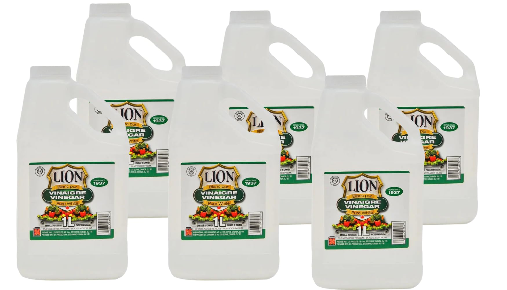 Pack of 6 of 1L Lion Pure White Vinegar (6x1L) : Amazon.ca: Everything Else