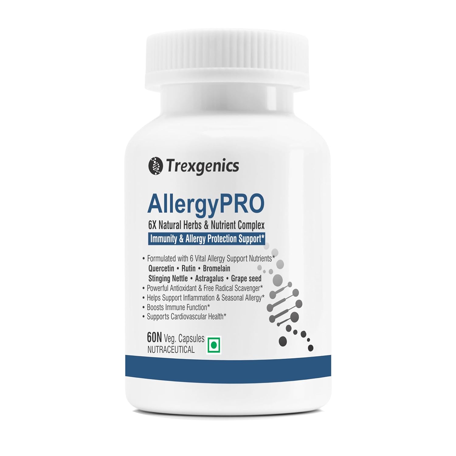 Buy Trexgenics ALLERGYPRO 6X Natural Allergy Support with Quercetin ...