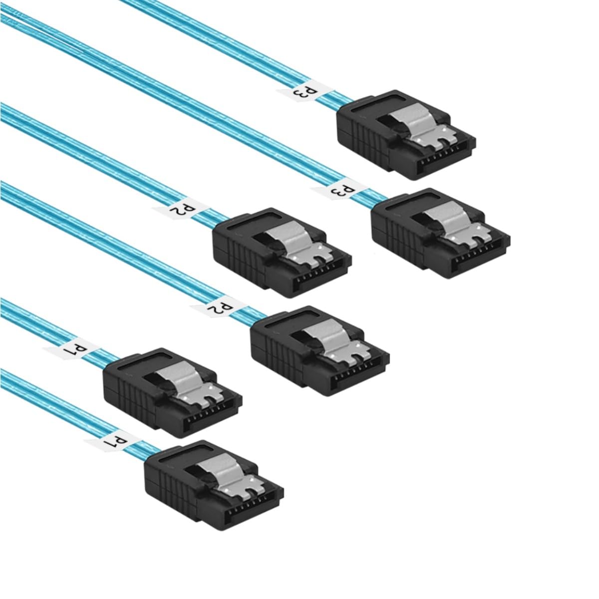 ADCAUDX SATA-III Cable:24 Inches,3 Pack SATA 6Gbps Cables Thin SATA ...