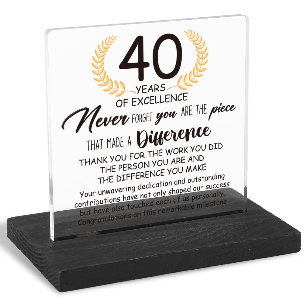 Amazon.com: 40 Years Work Anniversary Desk Decor Gifts for Employee ...