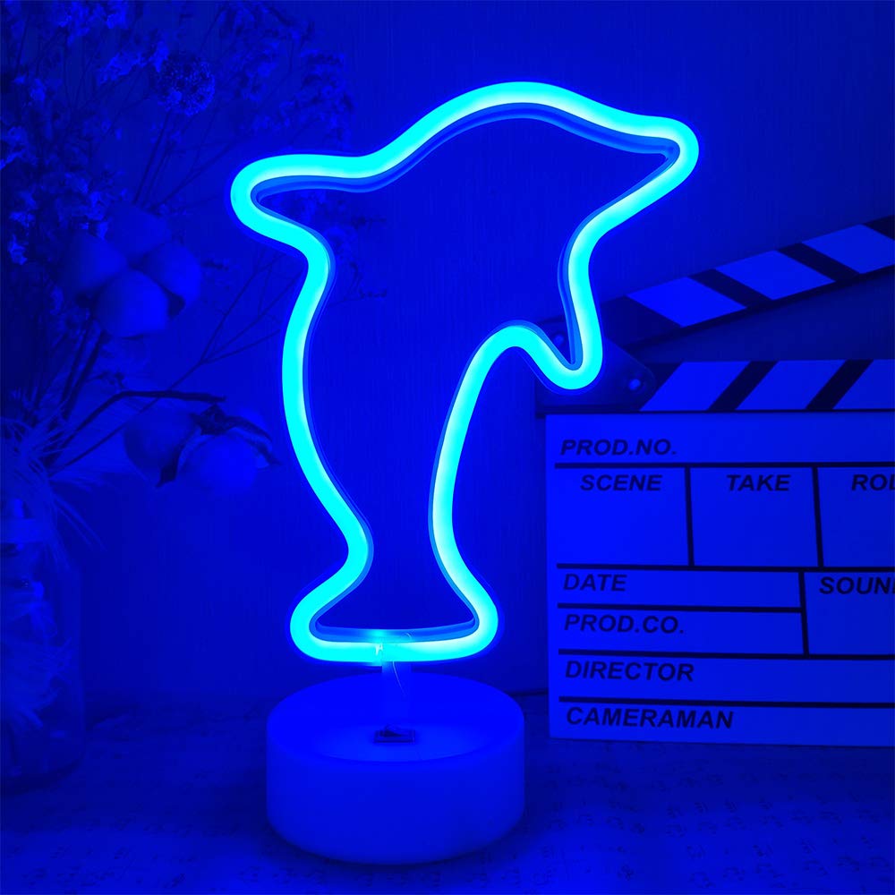 Amazon.com : ENUOLI Dolphin Neon Signs LED Neon Light Sign with Base ...