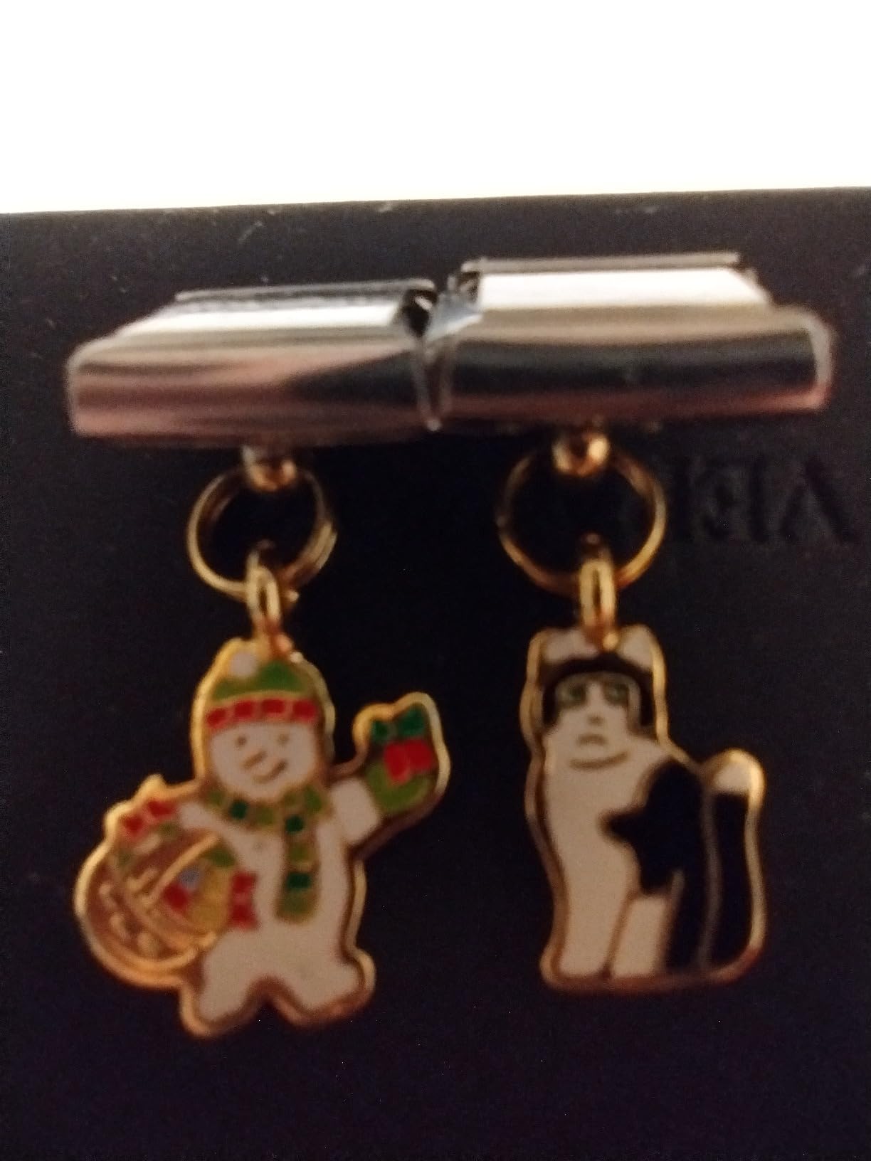 Amazon.com: Clearly Charming Black & White Cat Dangle Italian Charm ...