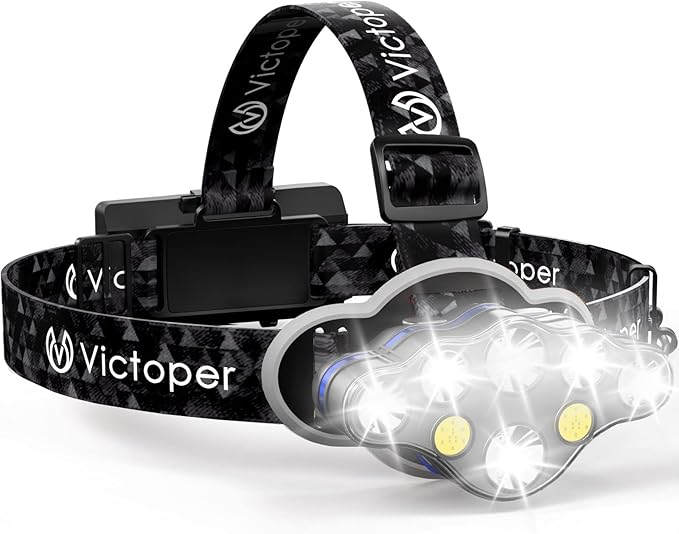 Victoper Head Torch Rechargeable, Super Bright 18000 Lumens 8 Lighting ...