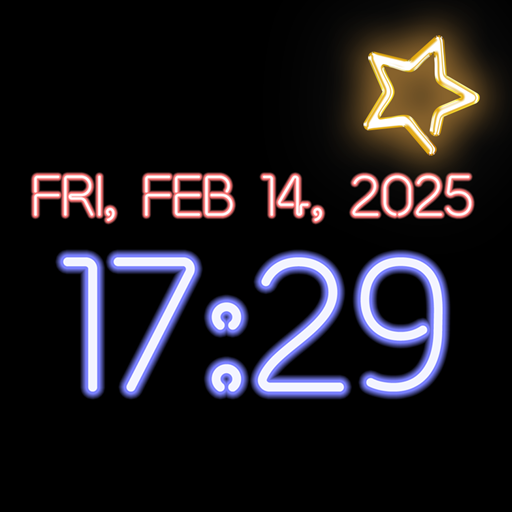Neon Digital Clock: Glow Neon Clock, Standby Screensaver, Always On ...
