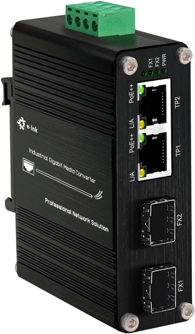 Amazon.com: Mini Industrial Gigabit PoE Media Converter - Din Rail ...