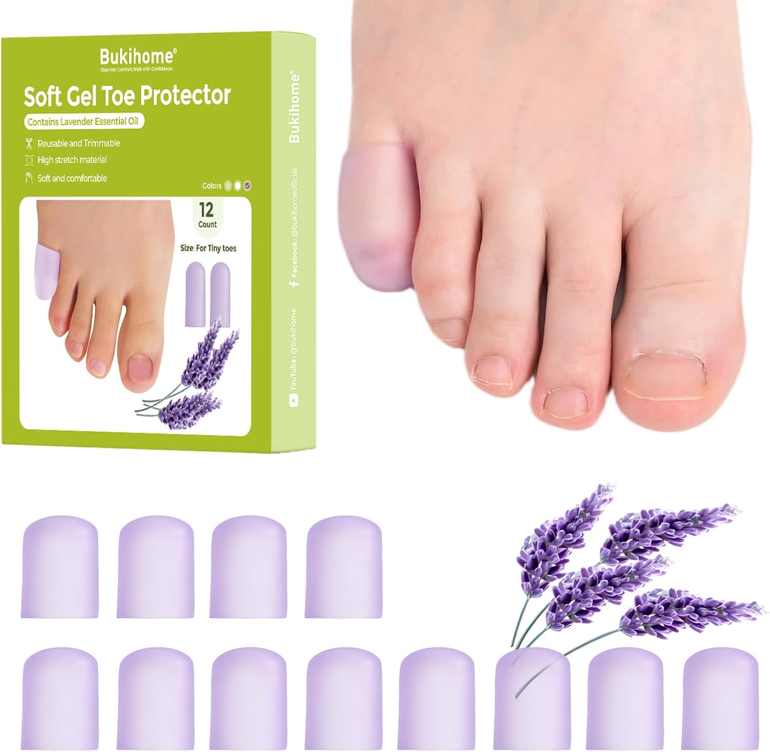 Amazon.com: Bukihome Silicone Toe Protectors - 12 Pack Gel Toe Sleeves ...