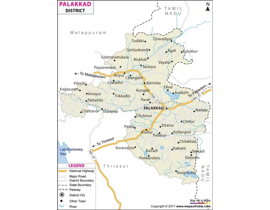 Palakkad District Map (36 Width) : Amazon.in: Office Products