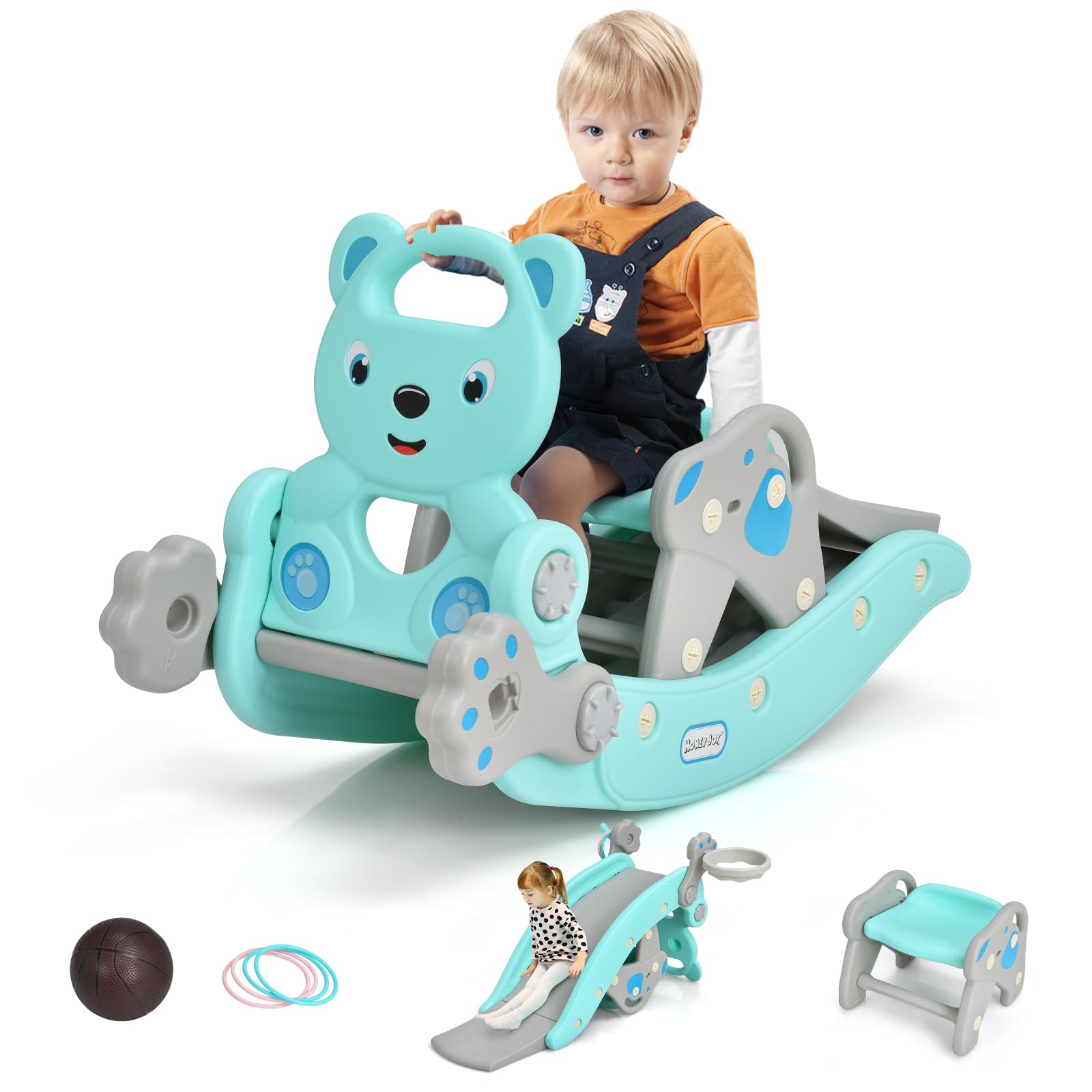 Amazon.com: GLACER 5 in 1 Toddler Slide Rocking Toy, Rocking Horse ...