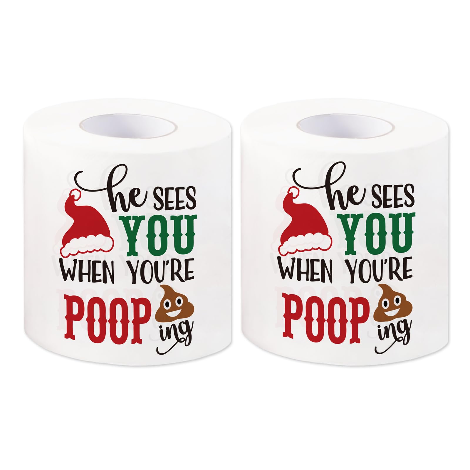 Amazon.com: Funny Christmas Toilet Paper, 2 Rolls He Sees You When You ...
