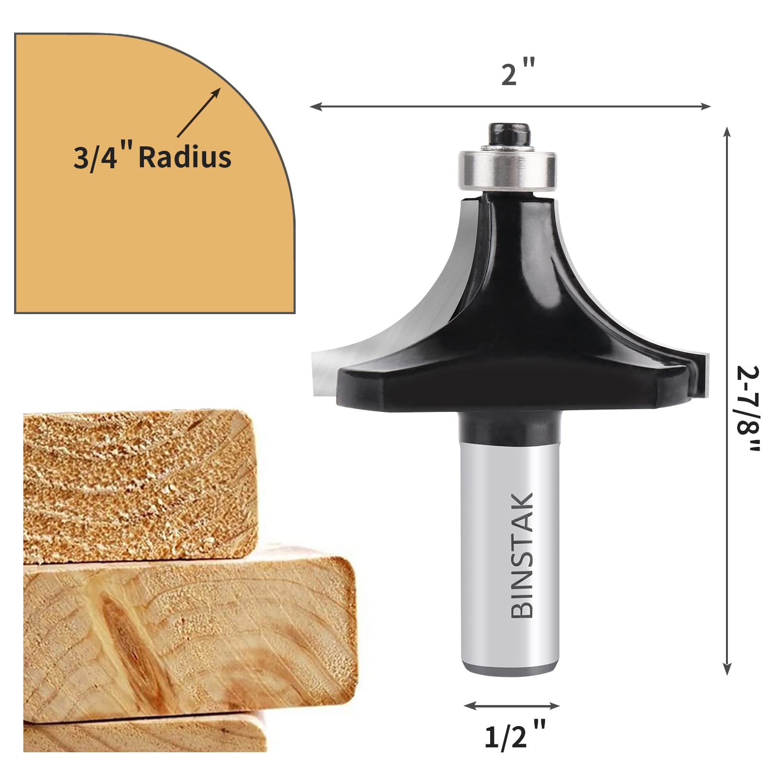 Snapklik.com : 3/4" Radius Roundover Router Bit 1/2" Shank