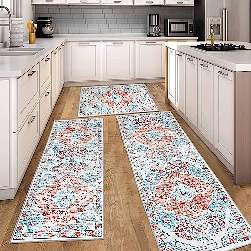 Amazon.com: Boho Kitchen Rug Sets of 3,Non-Slip Bohemian Kitchen Runner ...