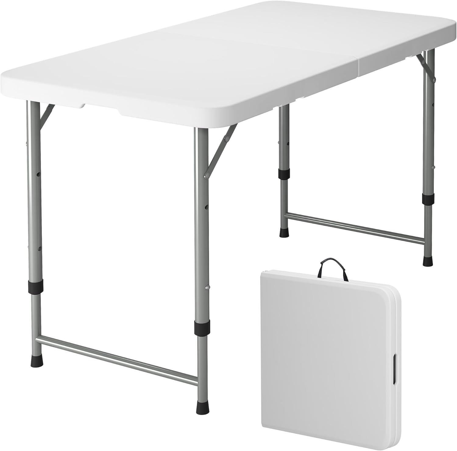 HYLZVN Folding Table 4-Foot Portable Patio Table Outdoor Table ...