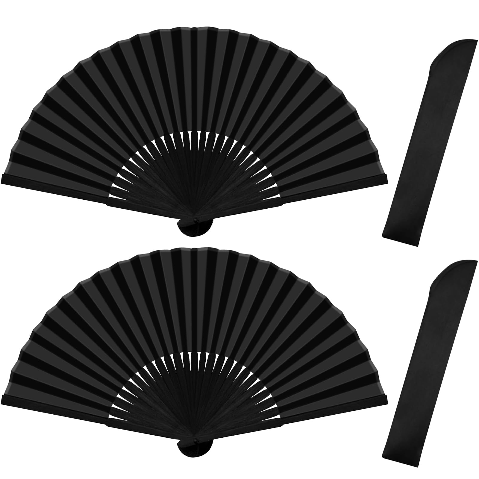 Quelcc Hand Fan Folding, 2 Pcs Handheld Folding Fan, Fabric Hand Fan ...