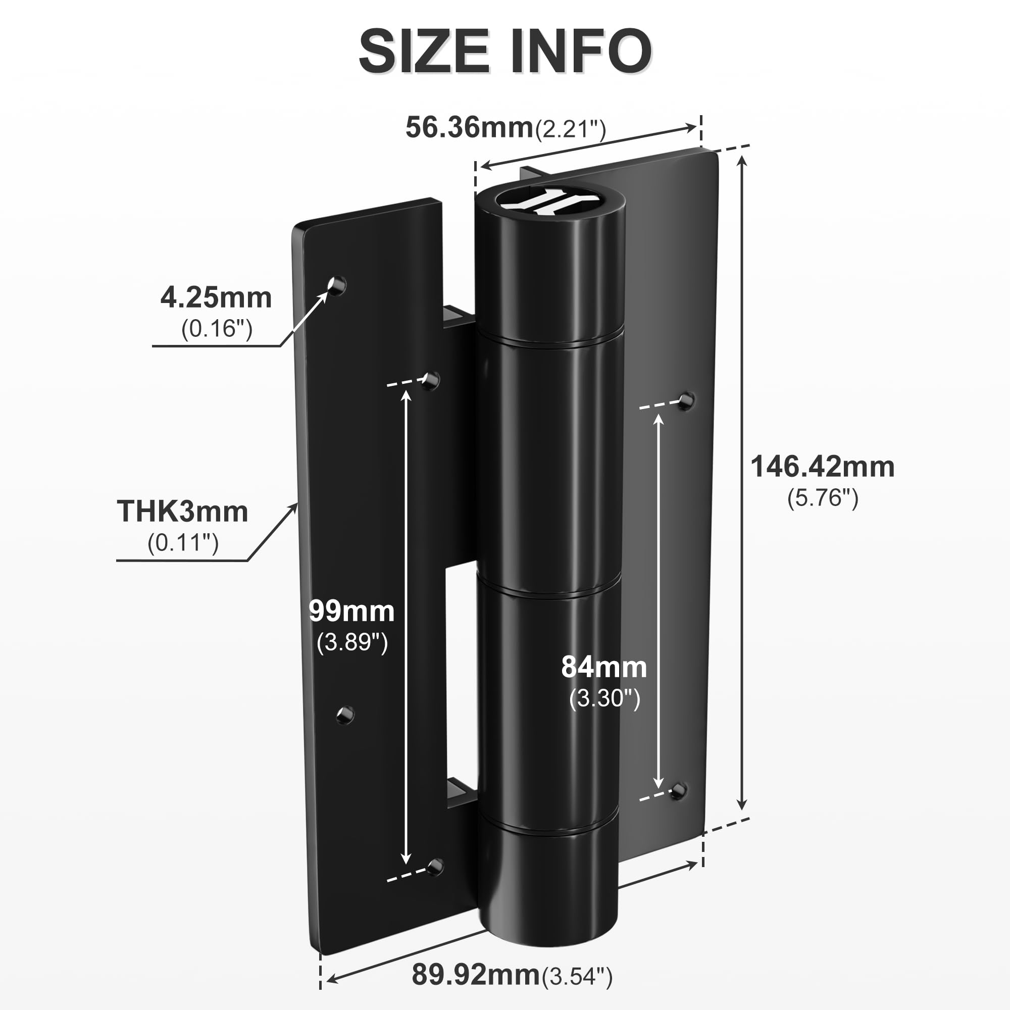 Snapklik.com : SKYSEN 4 Pair 5-3/4" Self Closing Gate Hinges, Aluminum ...