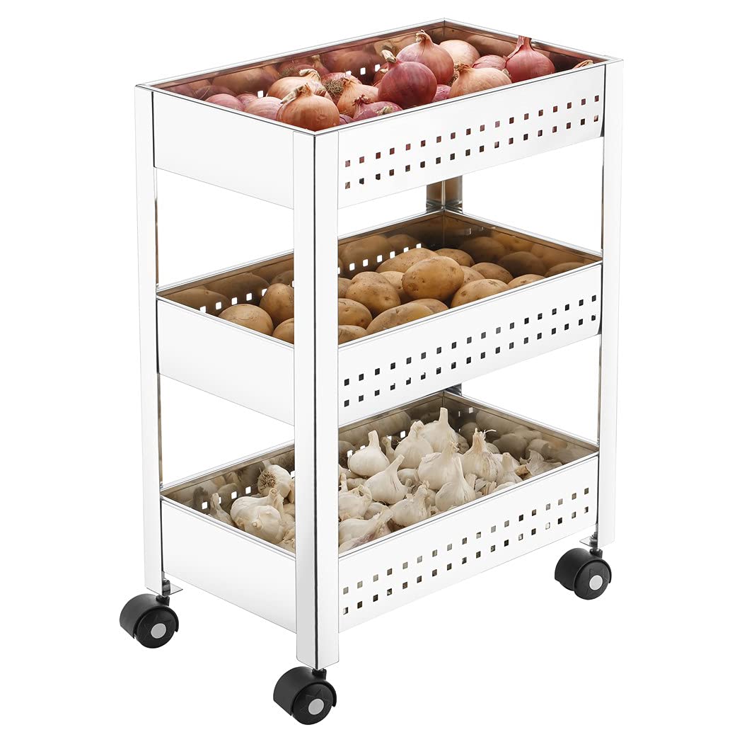 Buy Plantex Vegetable Stand for Kitchen Steel/Kitchen Trolley with ...