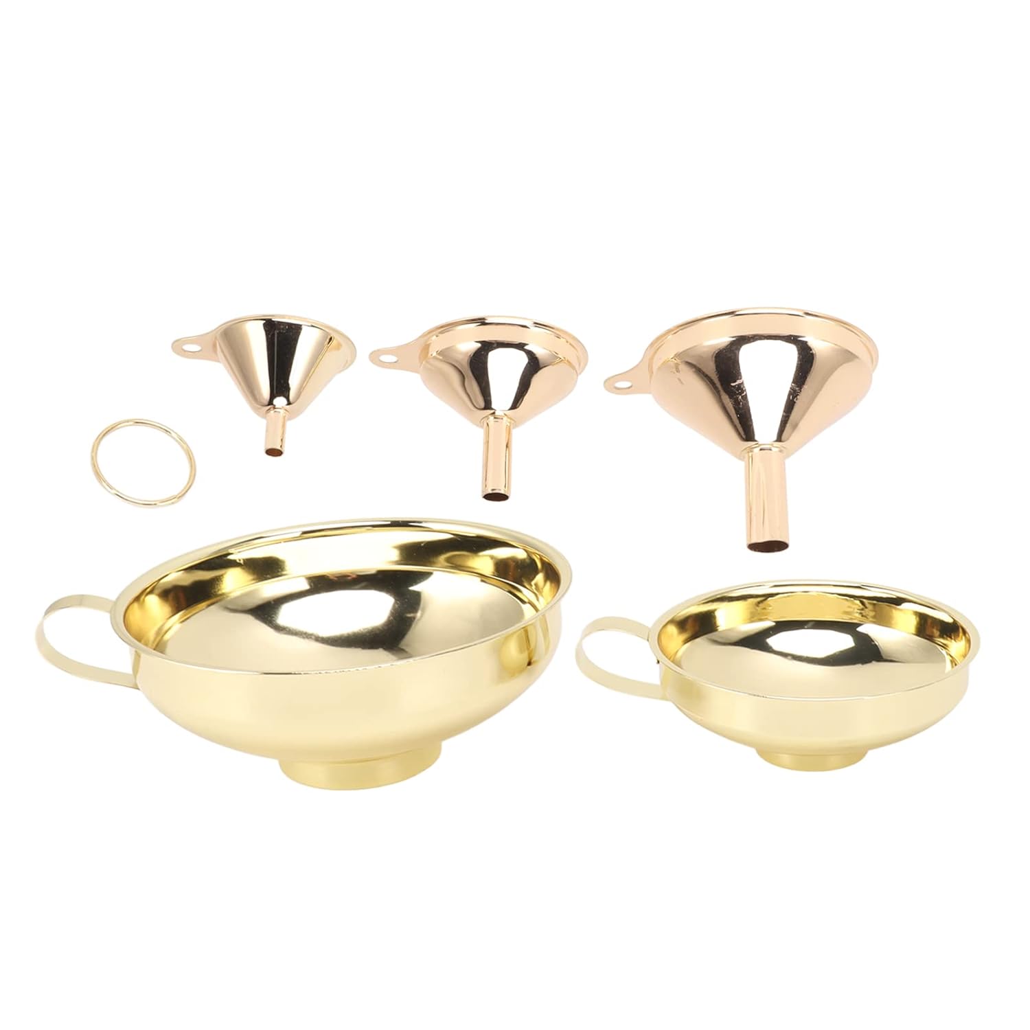 STARNOONTEK Kitchen Funnel Set, Stainless Steel Gold Plating Wide Mouth ...