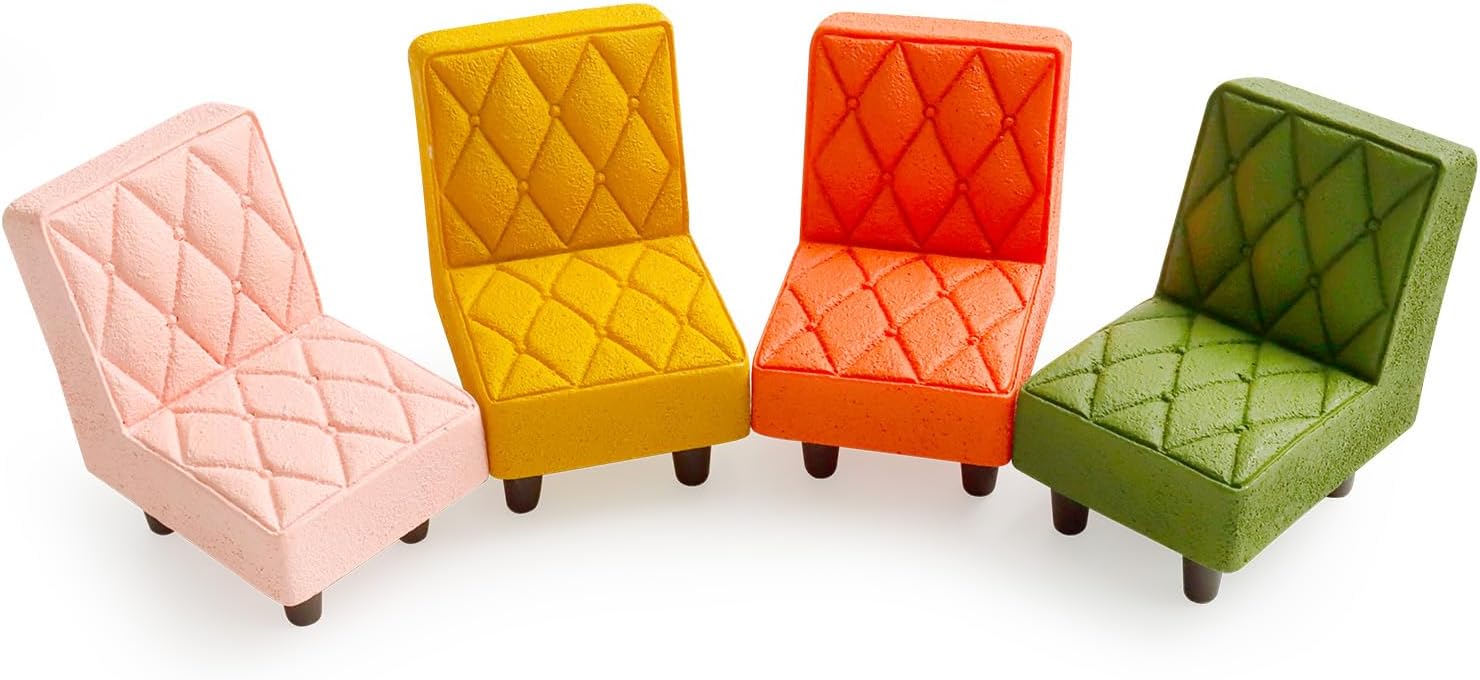 Amazon.com: 4 Pcs Miniature Colorful Chair 1:12 Scale Mini Resin Chairs ...