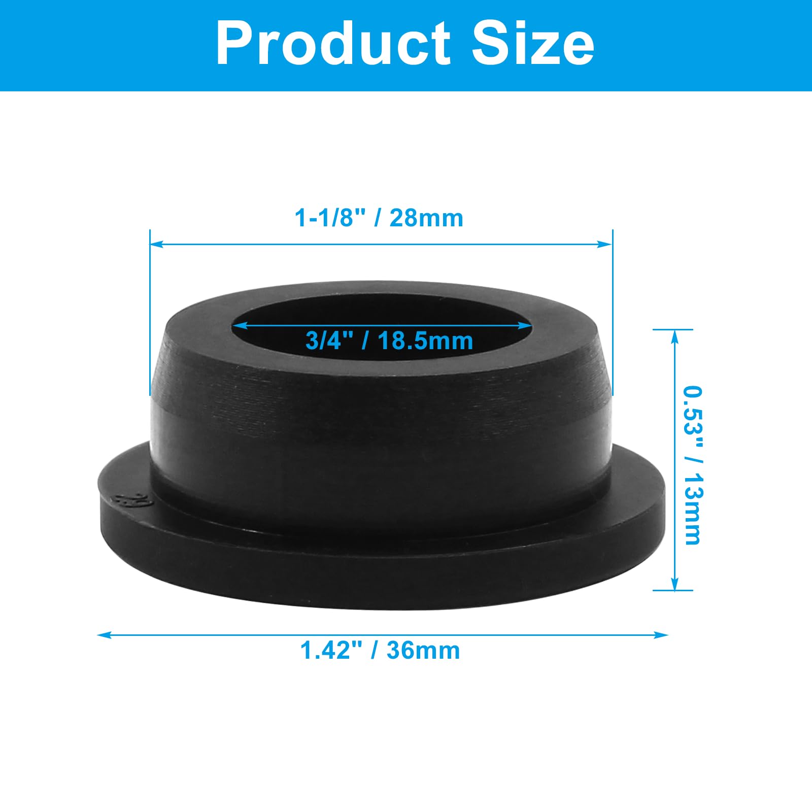Snapklik.com : 8Pcs Rubber Grommets 1-1/8" Drill Hole, 3/4" ID Hole ...