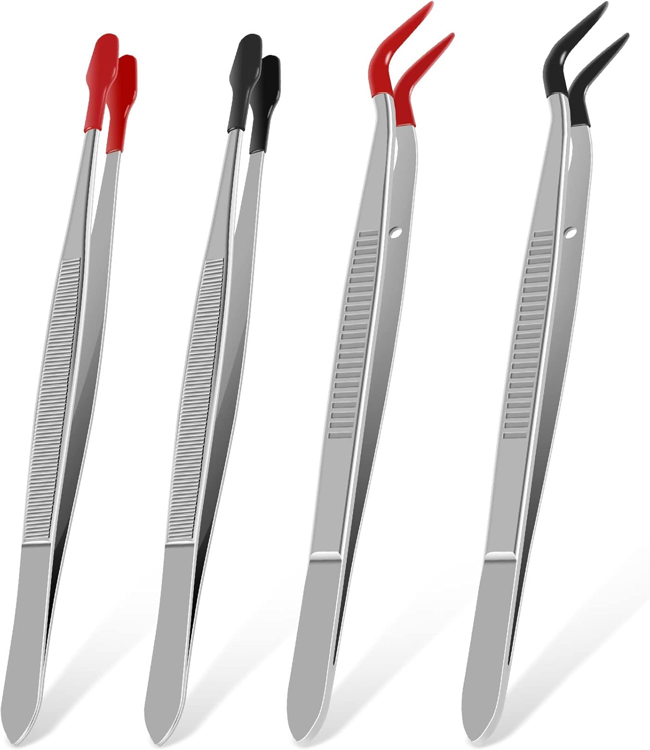 Amazon.com: Txkrhwa 4pcs Tweezers Set with Rubber Tip Stainless Steel ...